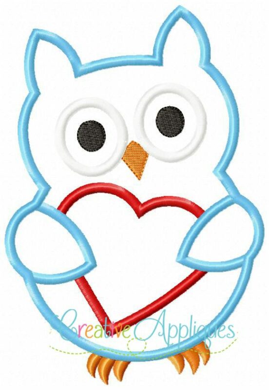 Valentine Heart Owl Applique - Creative Appliques