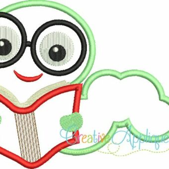 Reading Bookworm Applique - Creative Appliques
