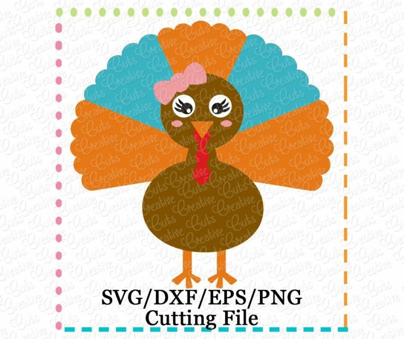 Girl Turkey Cutting File SVG DXF EPS - Creative Appliques