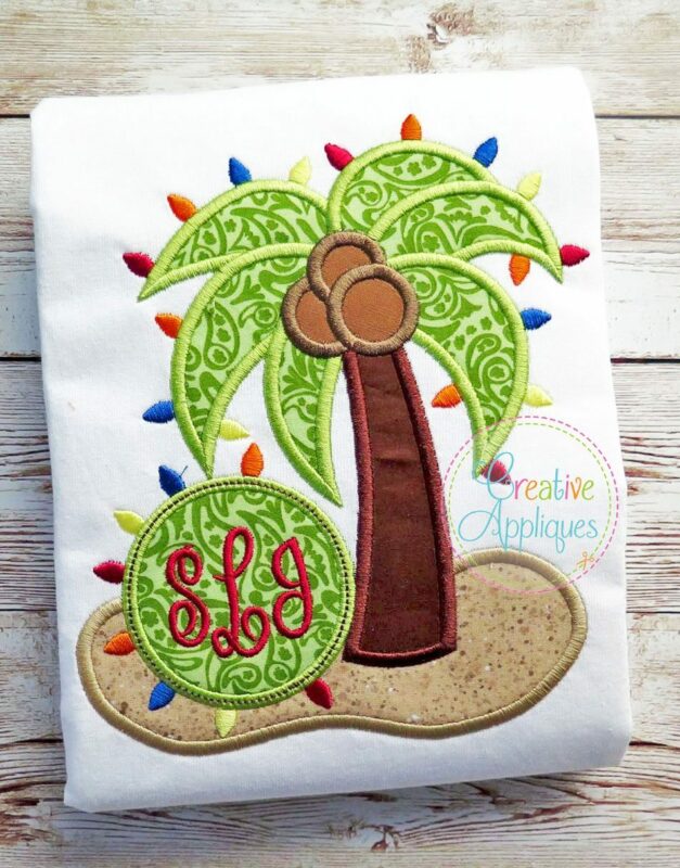 Christmas Palm Tree Monogram Applique - Creative Appliques