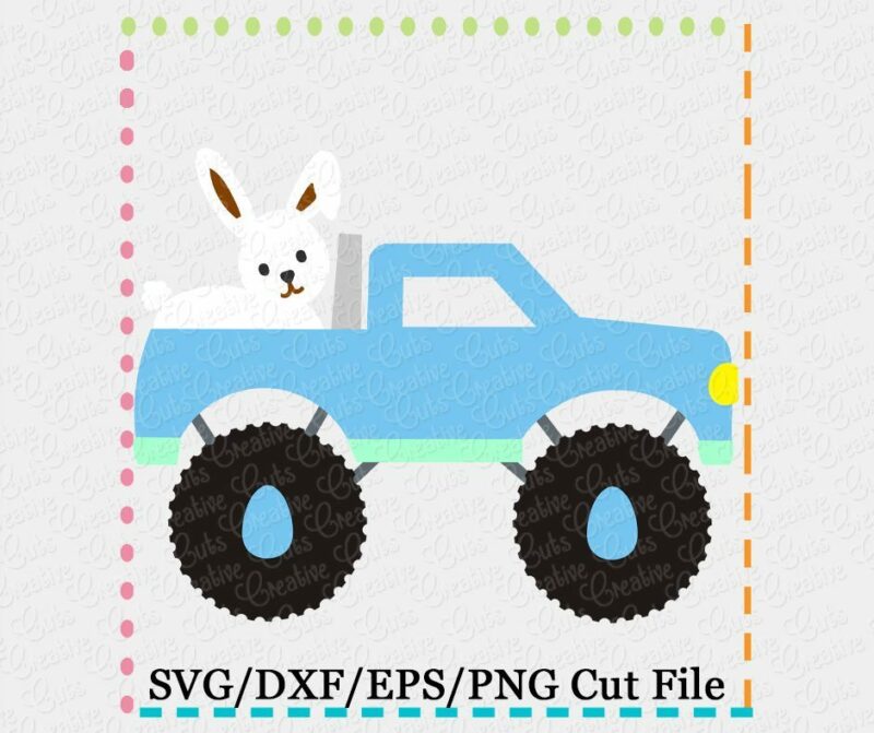 Easter Bunny Rabbit Monster Truck Cutting File SVG DXF EPS - Creative ...