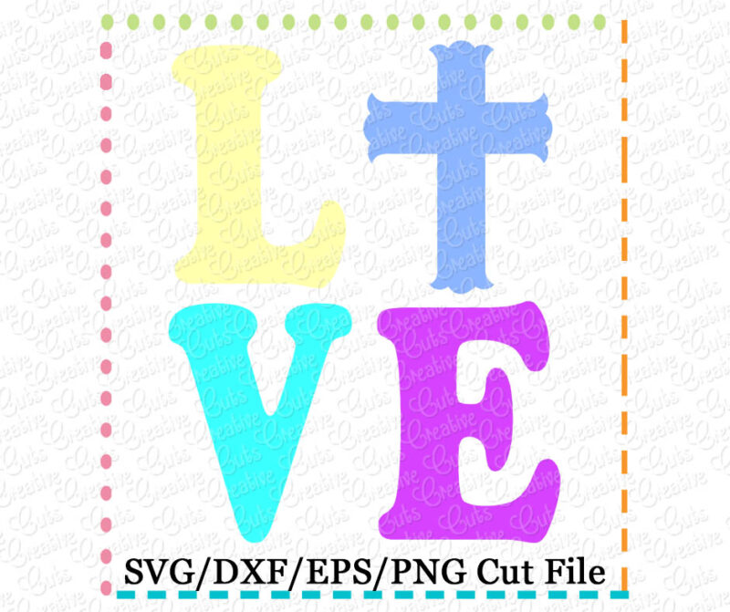 Love Cross Cutting File SVG DXF EPS - Creative Appliques