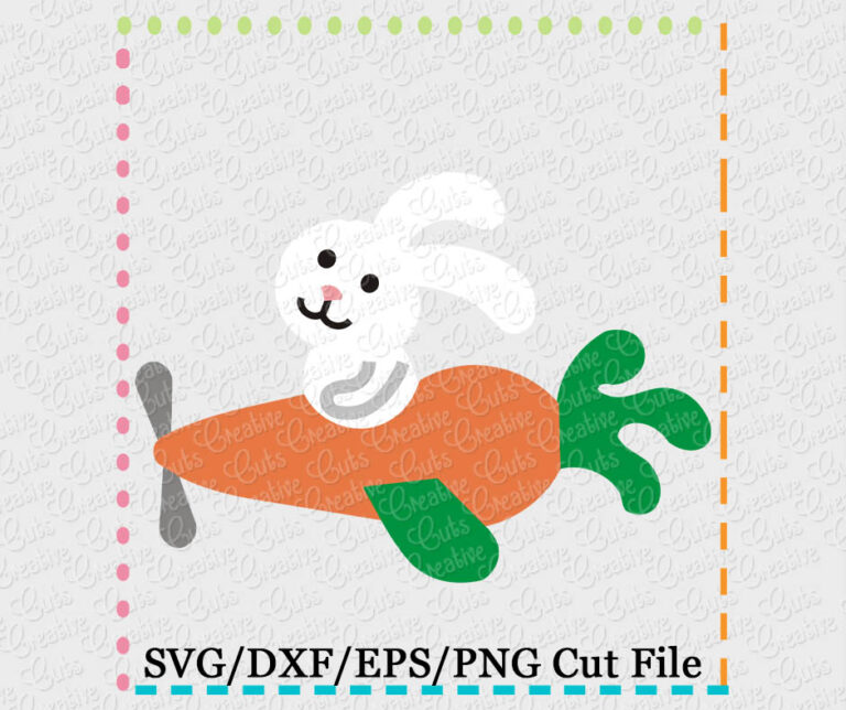 Bunny Rabbit Carrot Plane Cutting File SVG DXF EPS - Creative Appliques