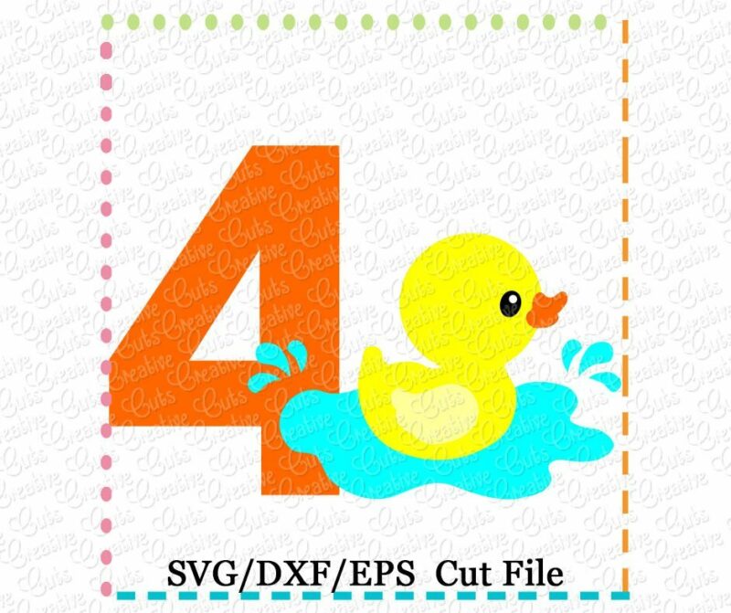 Duck 4 Birthday Cutting File SVG DXF EPS - Creative Appliques