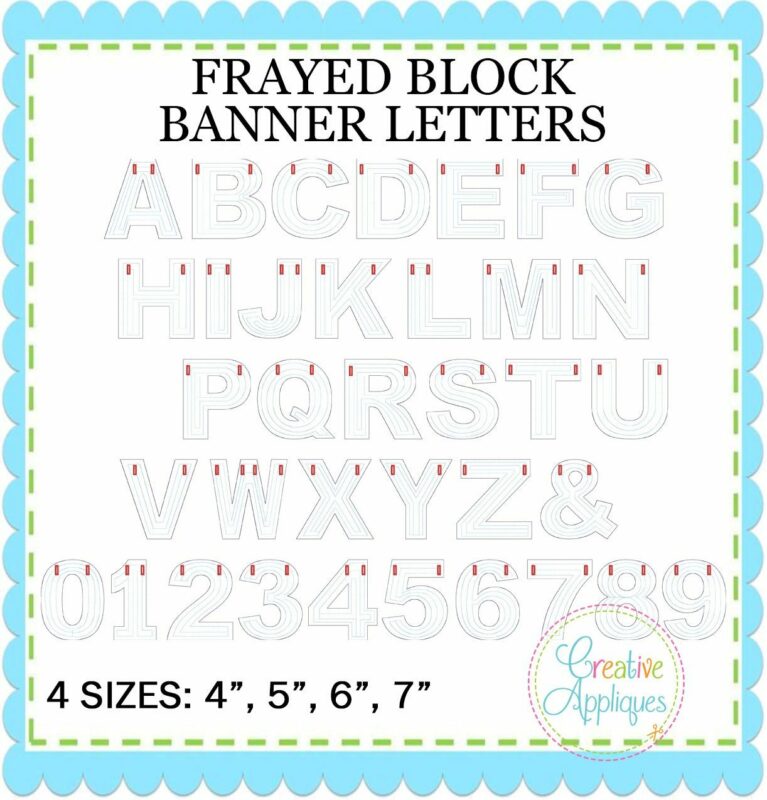 Frayed Block Banner Alphabet In The Hoop - Creative Appliques