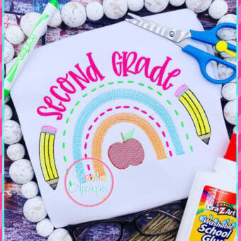 Second Grade Rainbow Embroidery Design - Creative Appliques