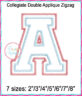 Collegiate Double Applique Alphabet Design Zigzag Stitch - Creative ...