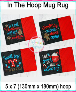 Christmas Mug Rug In The Hoop Embroidery Design Set 2 - Creative Appliques
