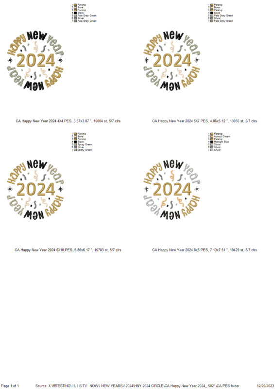 Happy New Year 2024 Embroidery Design - Creative Appliques