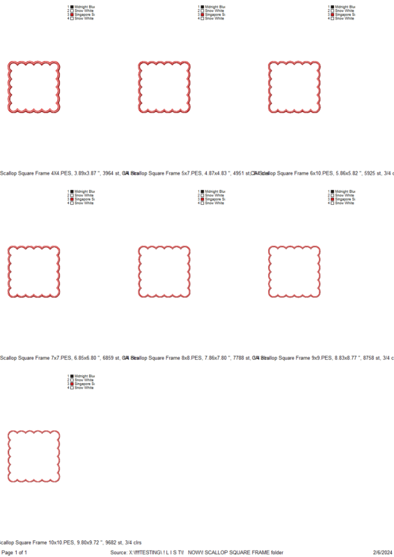 Scallop Square Frame Applique Embroidery Design - Creative Appliques