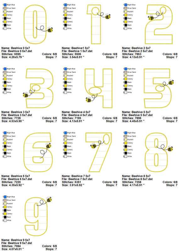 Beehive numbers applique design