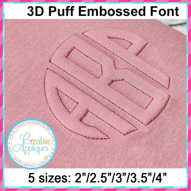 3D Puff Embossed Circle Monogram Embroidery Alphabet