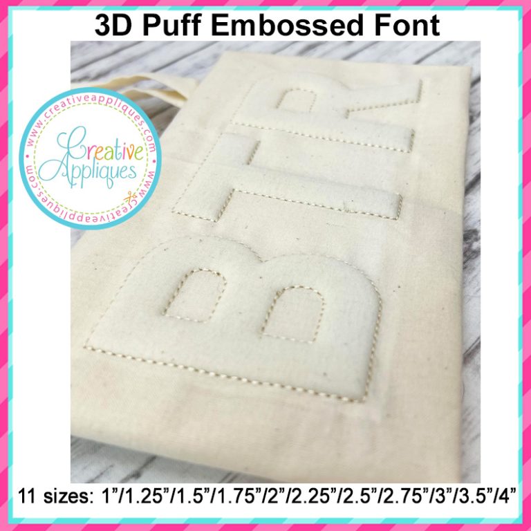 3D Puff Embossed Reverse Embroidery Font