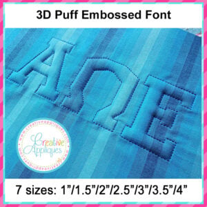 3D Puff Embossed Greek Embroidery Alphabet