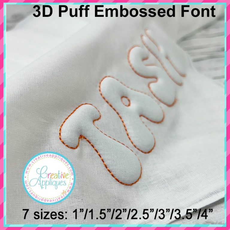 3D Puff Embossed Groovy Embroidery Font