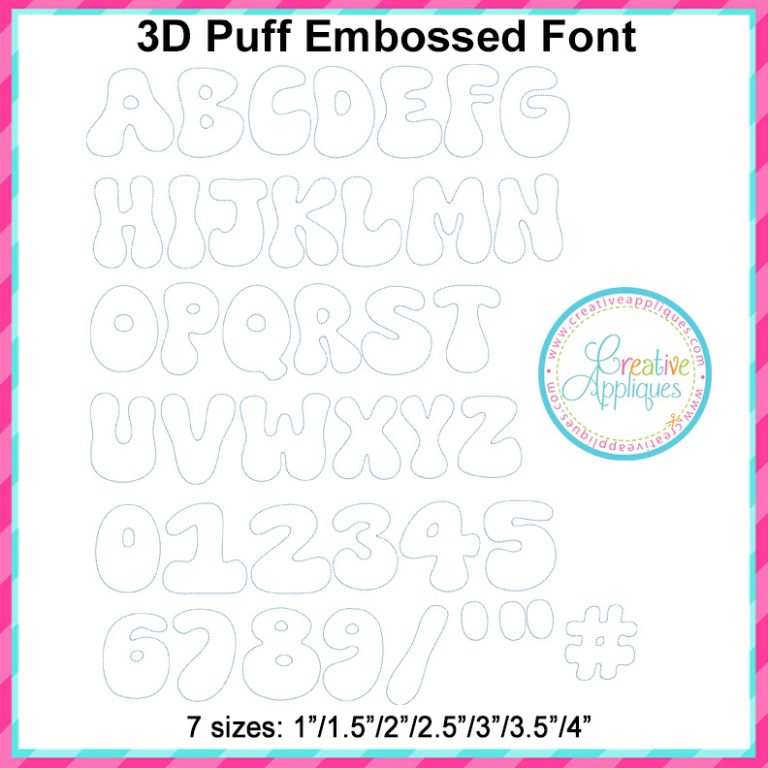 3D Puff Embossed Groovy Embroidery Font