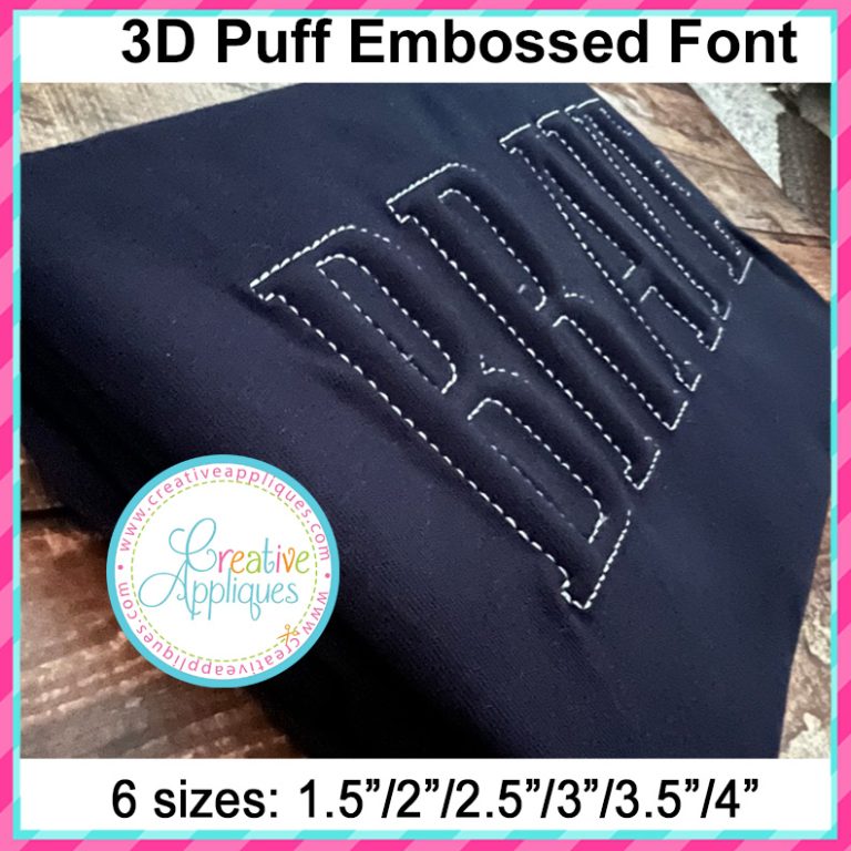3D Puff Embossed Manhattan Embroidery Alphabet