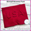 3D Puff Embossed Reverse Embroidery Font