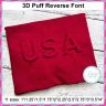 3D Puff Embossed Reverse Embroidery Font