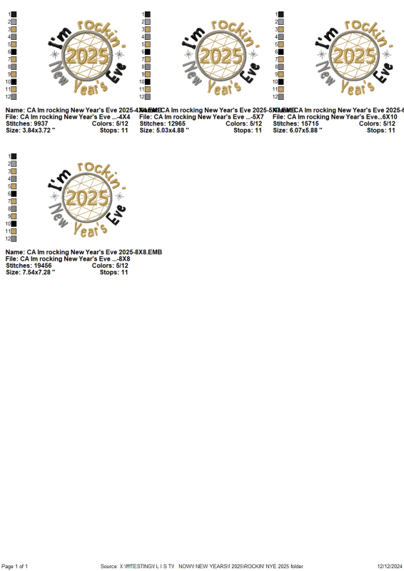 Rockin New Years Eve 2025 Applique Design