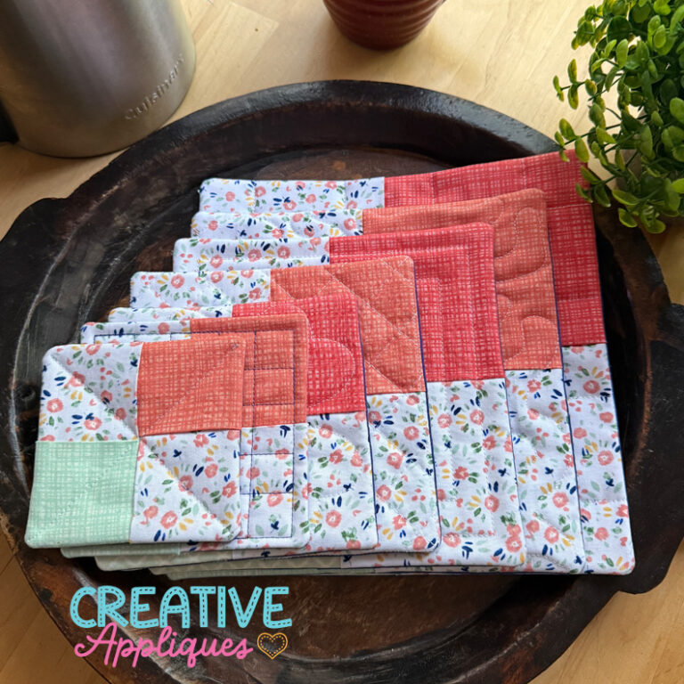 5 Fabrics Hot Pads In the Hoop Design