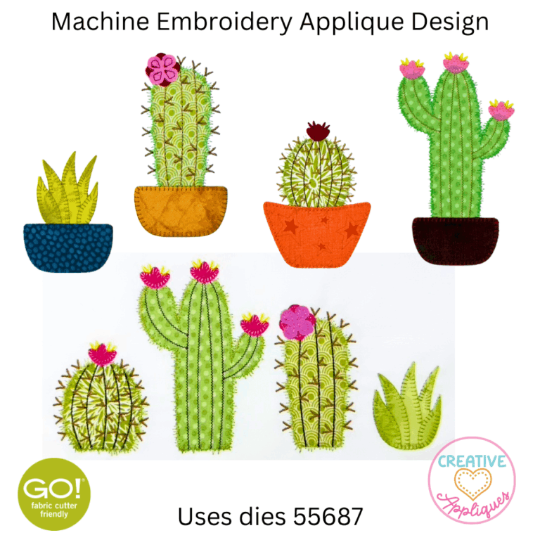 AccuQuilt GO!® Cactus Machine Embroidery Applique Design - Creative ...