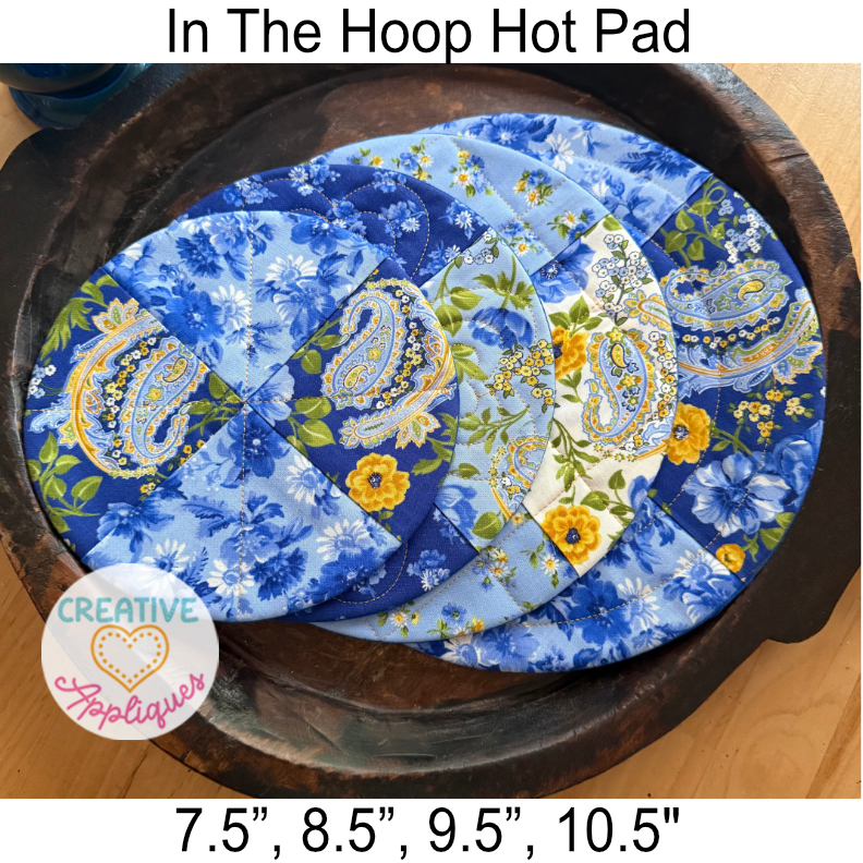 5 Fabrics Hot Pads In the Hoop Design