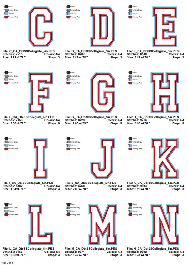Narrow Collegiate Double Satin Alphabet Applique Design - Creative ...