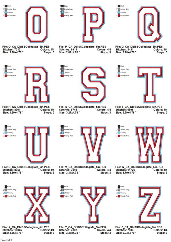 Narrow Collegiate Double Satin Alphabet Applique Design - Creative ...
