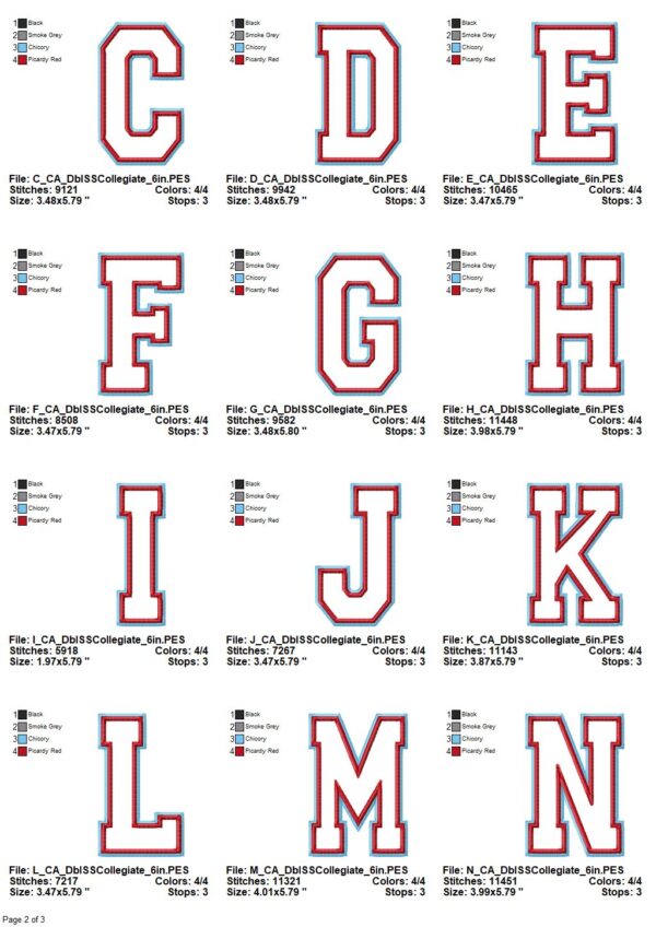 Narrow Collegiate Double Satin Alphabet Applique Design - Creative ...
