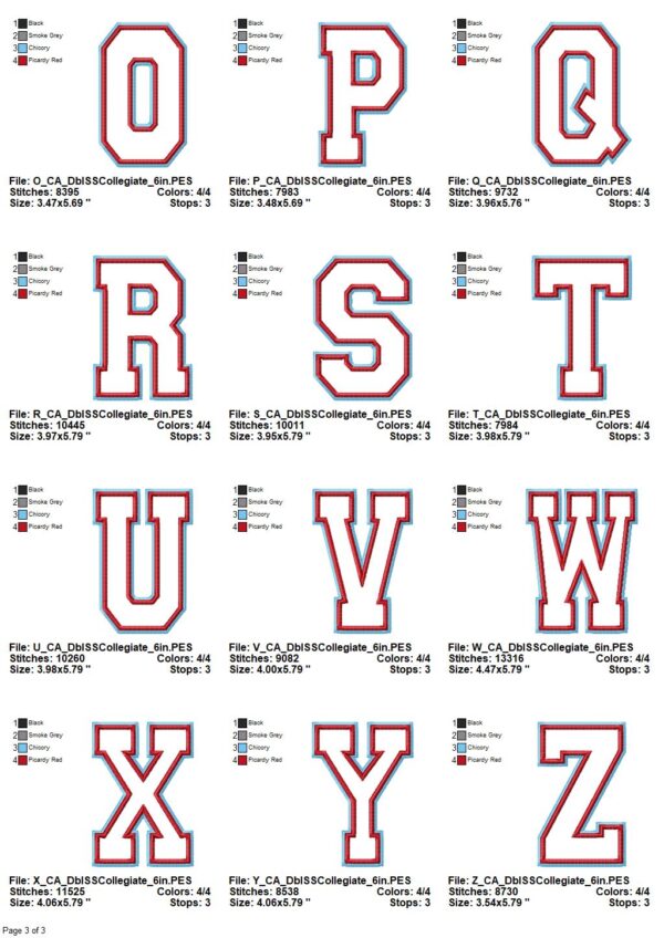 Narrow Collegiate Double Satin Alphabet Applique Design - Creative ...