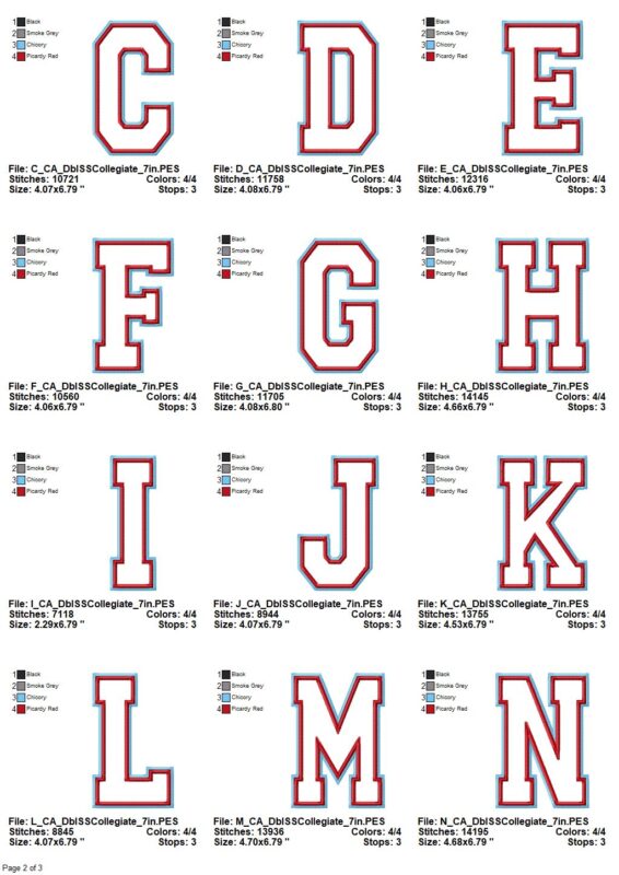 Narrow Collegiate Double Satin Alphabet Applique Design - Creative ...