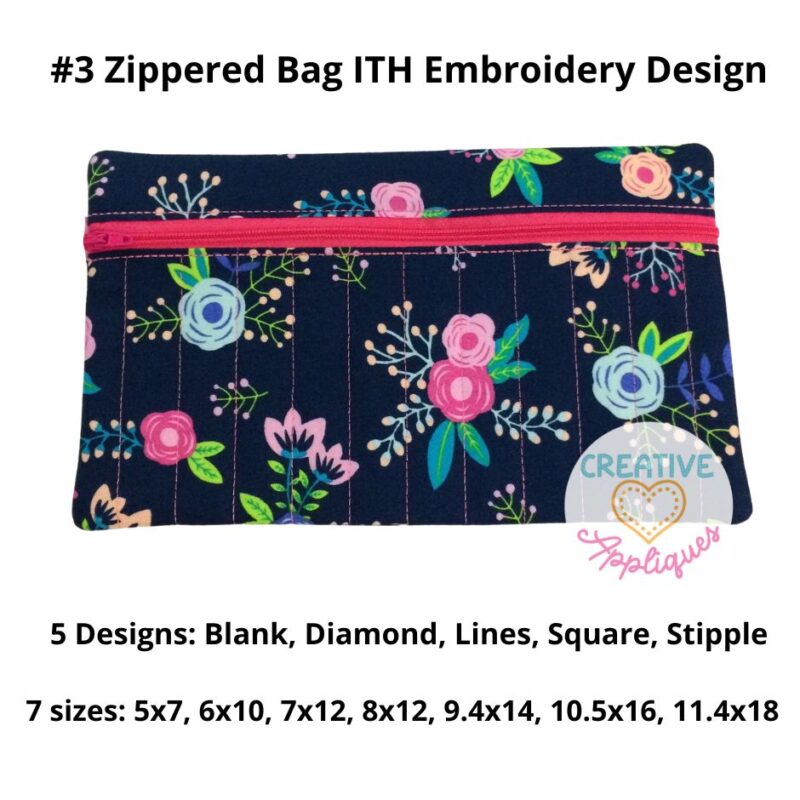 #3 Zipper Rectangle Bag In The Hoop Design - Creative Appliques