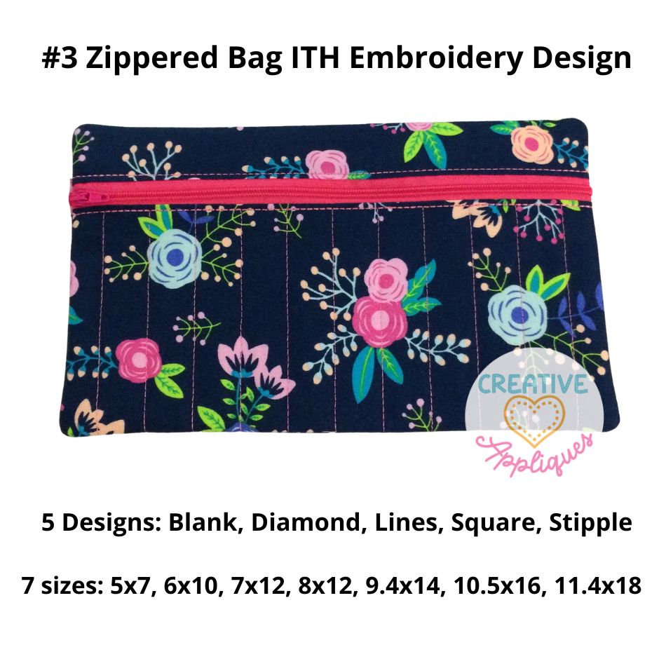 #3 Rectangle Zippered Bag In The Hoop Design - Creative Appliques