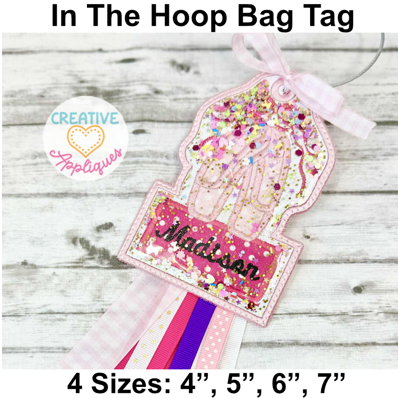 Ballet Shoes Bag Tag In the Hoop Design