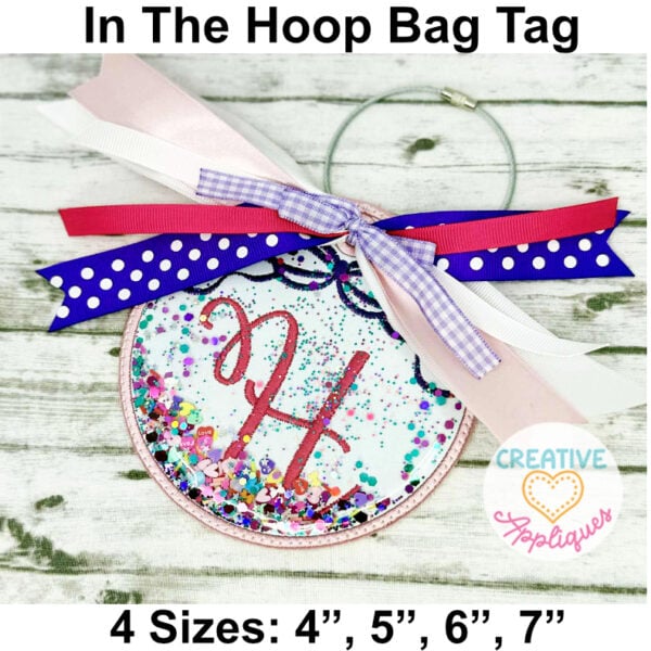 Circle Bow Bag Tag In the Hoop Design