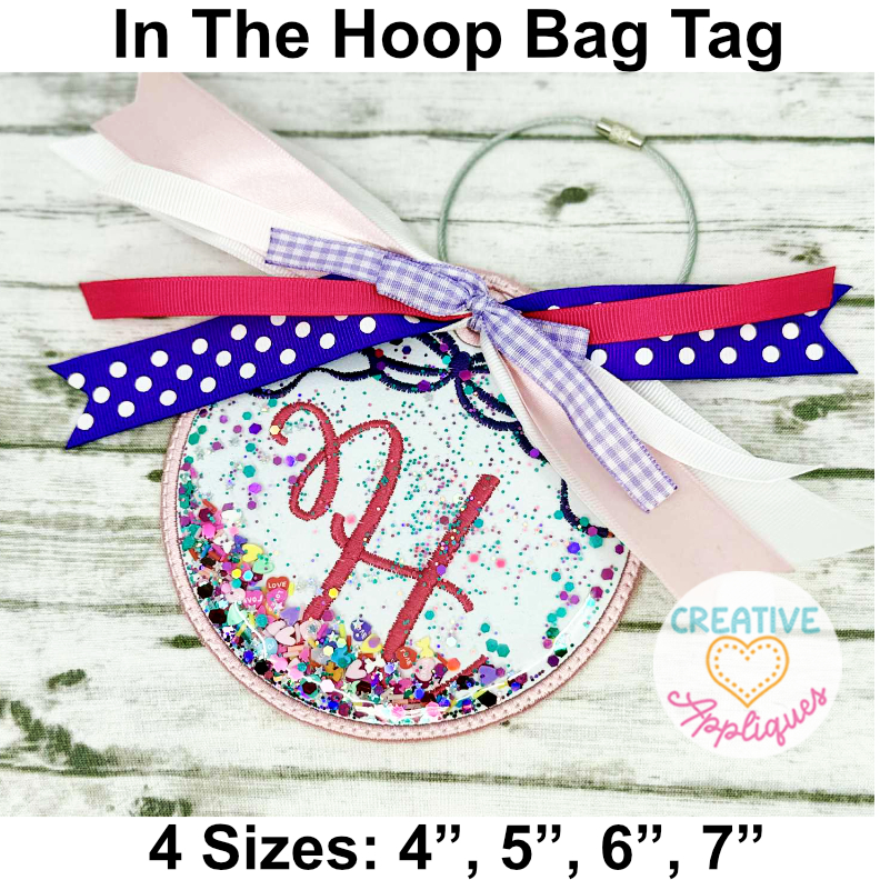 Circle Bow Bag Tag In the Hoop Design