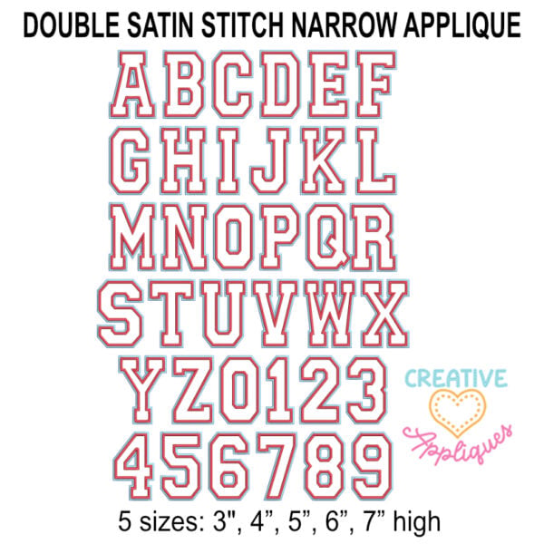 Narrow Collegiate Double Satin Alphabet Applique Design - Creative ...