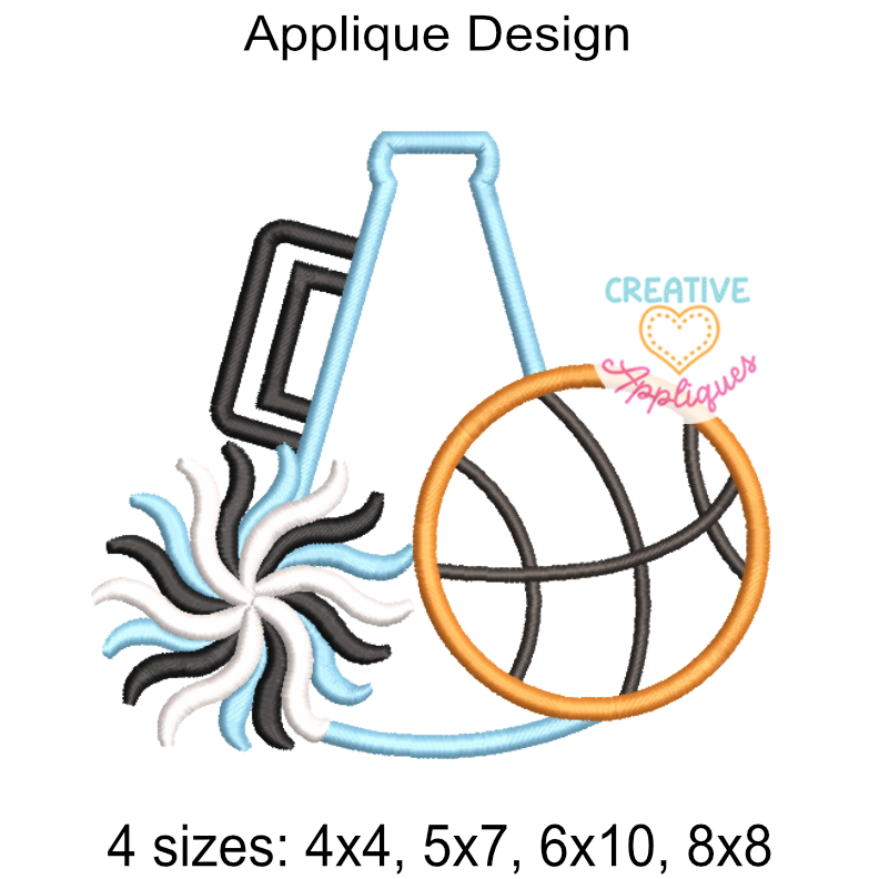 Megaphone Basketball Applique Design - Creative Appliques