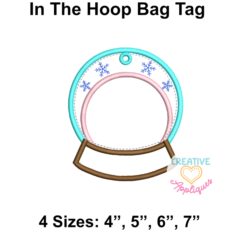 Snow globe Bag Tag In the Hoop Design