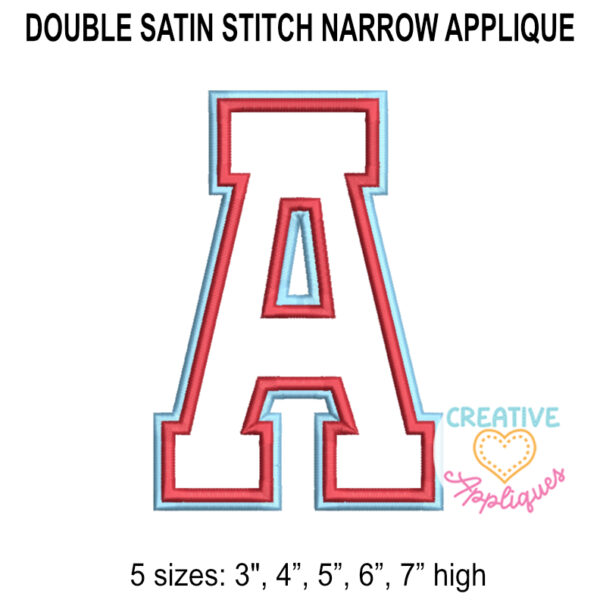 Narrow Collegiate Double Satin Alphabet Applique Design - Creative ...