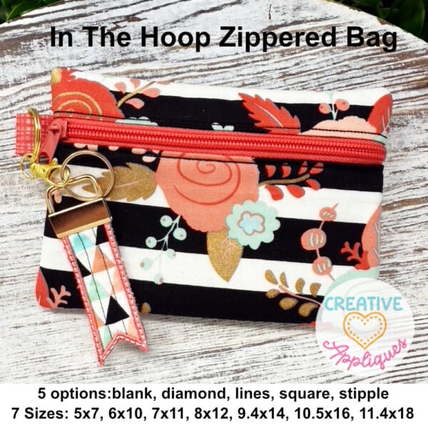 #5 Zipper Rectangle Bag In The Hoop Design - Creative Appliques