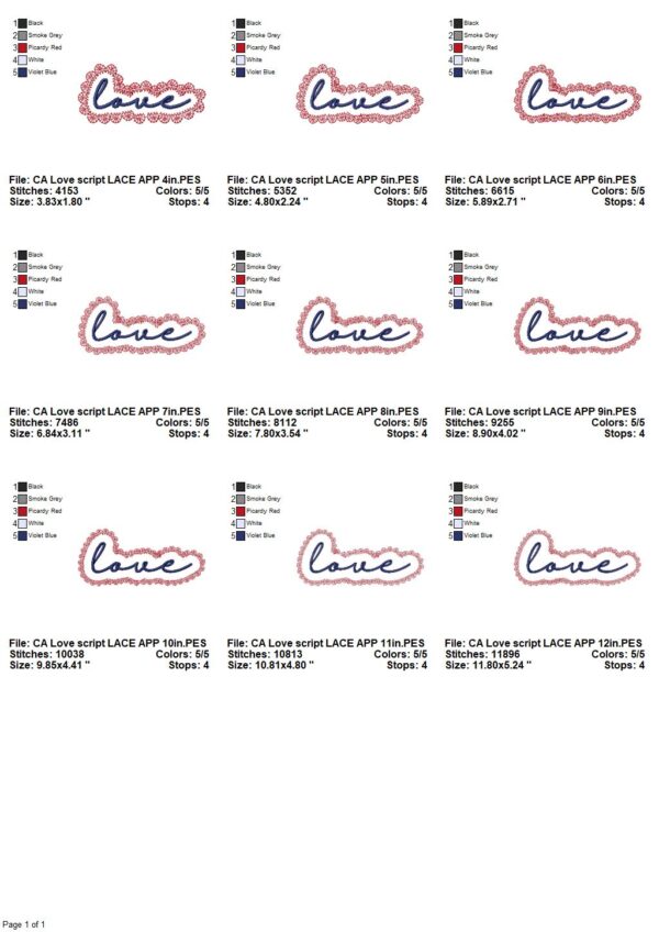 Love Script Lace Applique Design