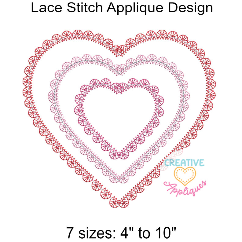 Triple Heart Applique Design