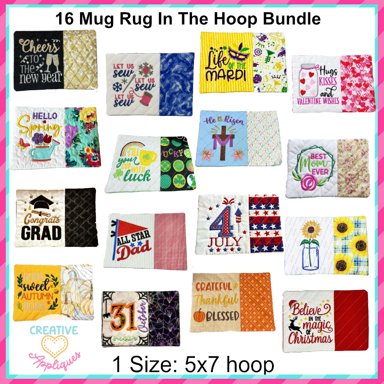 SII EXCLUSIVE BUNDLE - Mug Rug In The Hoop Embroidery Set - Creative ...